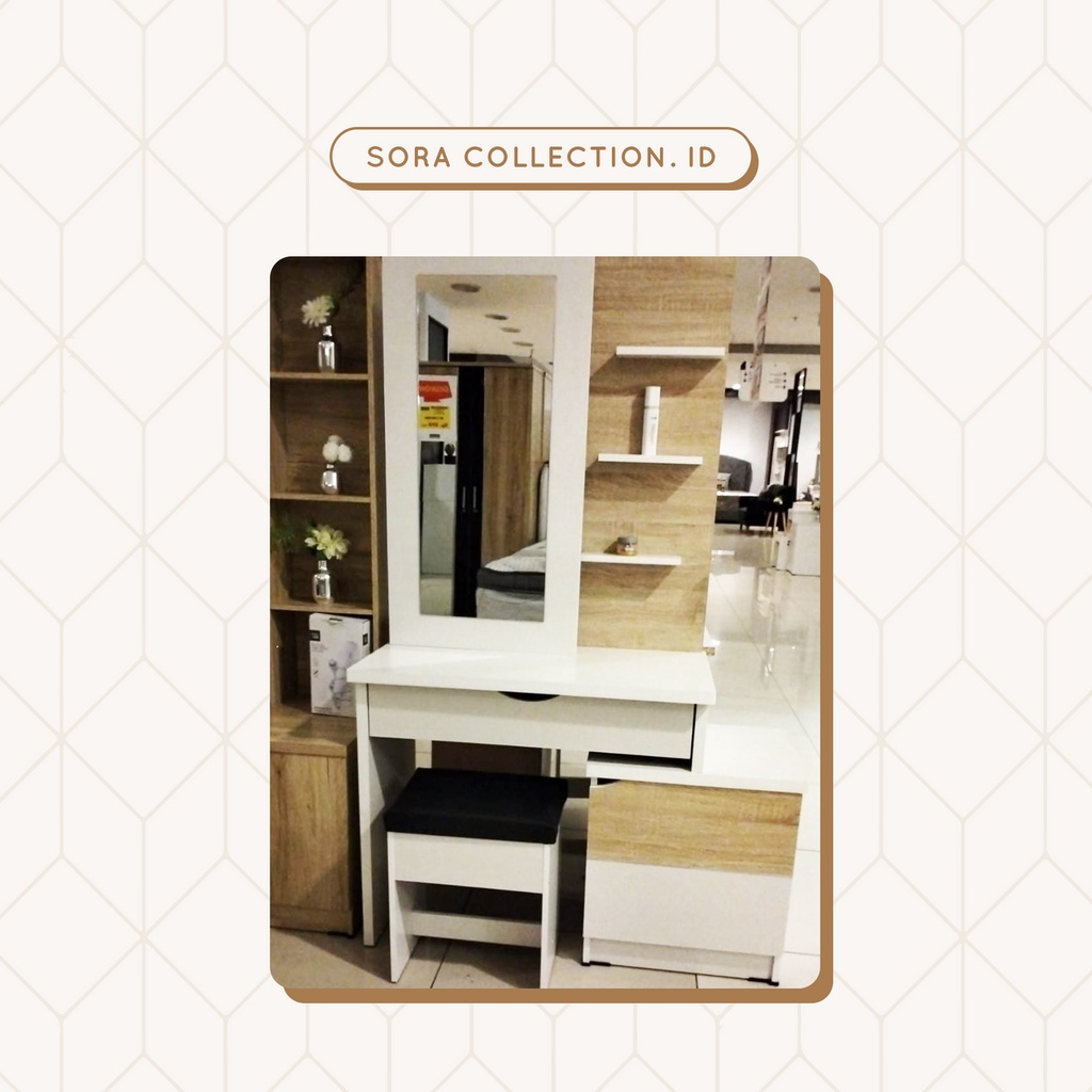 Jual Meja Rias Minimalis Ukuran Besar + Sofa Puff Uk 101x39x162 cm ...