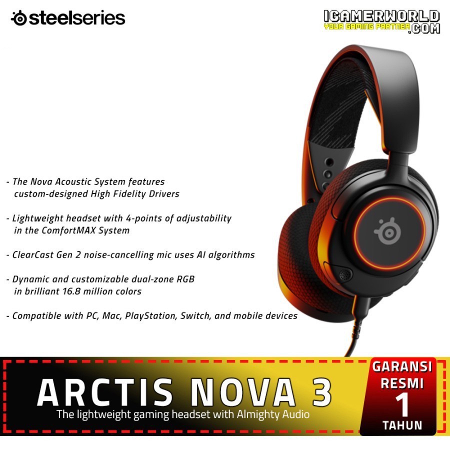 Jual Steelseries Arctis Nova 3 Ultra-lightweight RGB Gaming Headset | Shopee Indonesia