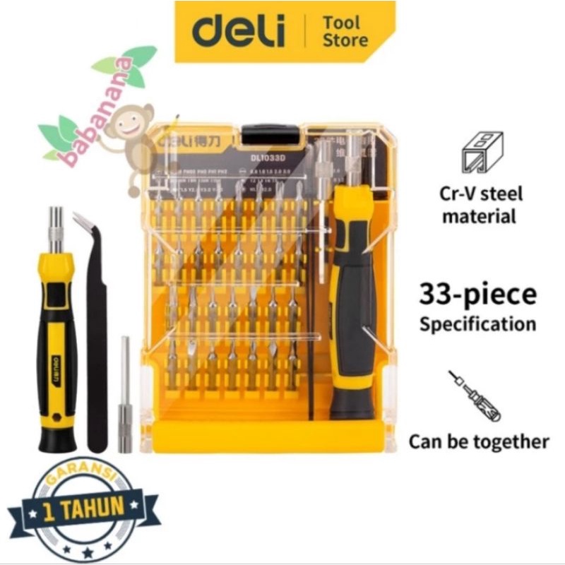 Jual Deli DL1033D obeng set 33 in 1 screwdriver precision kit laptop hp ...