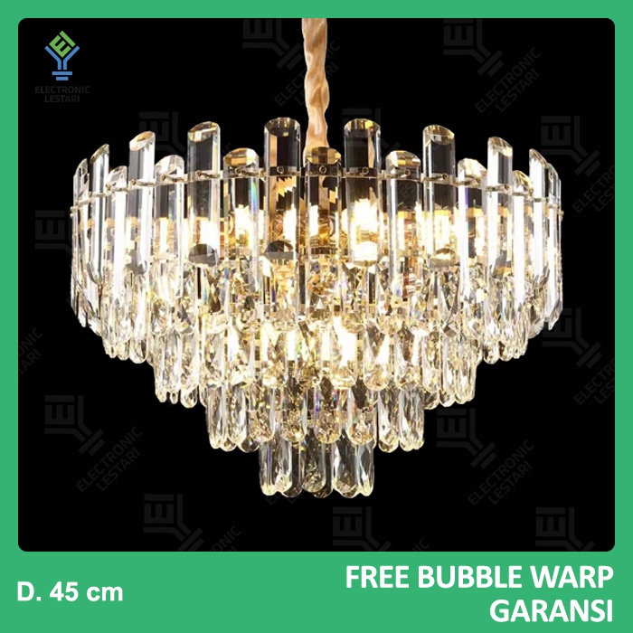 Jual Lampu Gantung Kristal Ruang Tamu Minimalis Hias Modern Emas 55 cm 774 | Shopee Indonesia