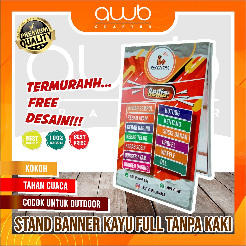 Jual STAND BANNER KAYU LIPAT Outdoor FULL Tanpa Kaki - Ukuran 60cm ...