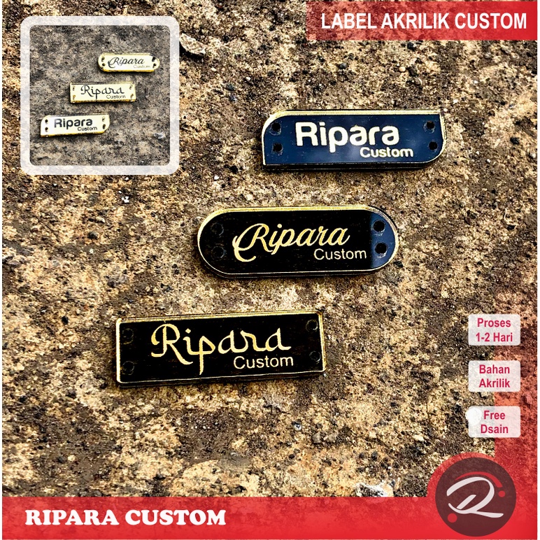 Jual (ISI 50PCS) label akrilik premium . label hijab tulisan hitam ...