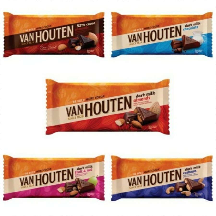 Jual Van Houten Dark Milk Chocolate - Cashew - Fruit Nuts - Almonds 40 ...