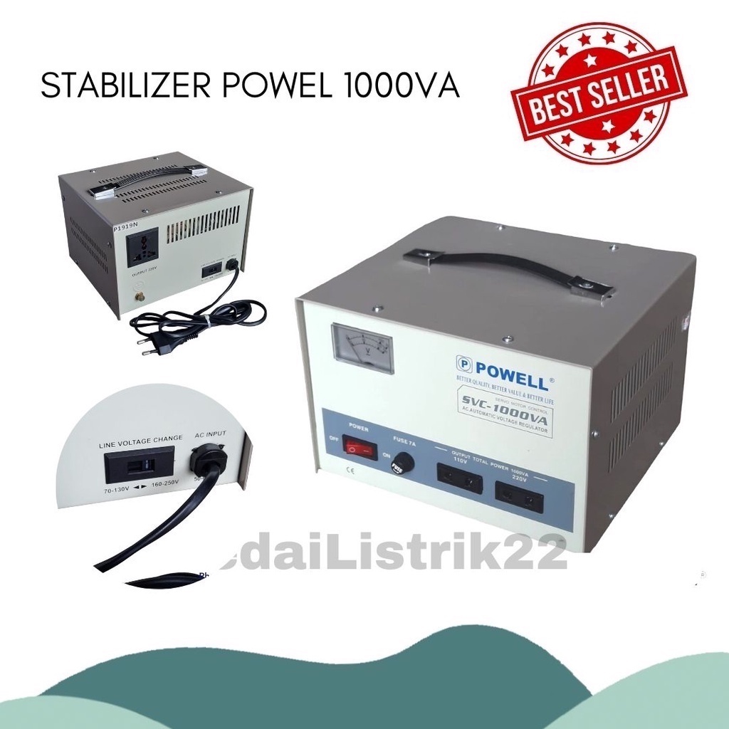 Jual Stabilizer listrik POWELL 1 phase 1000 Va / 1 kVa 220V POWEL ...