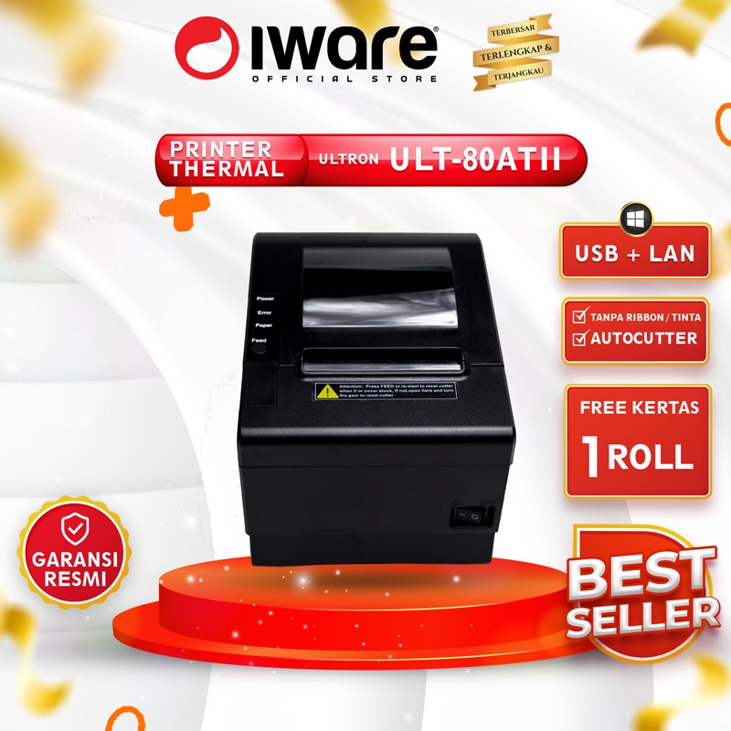 Jual IWARE PRINTER KASIR THERMAL BLUETOOTH ULT-80BT ULT-80ATII RJ11 ...