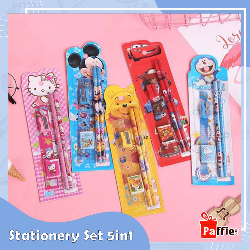 Jual Stationery set 5in1 Paket Alat Tulis Anak Sekolah 5 Pensil ...