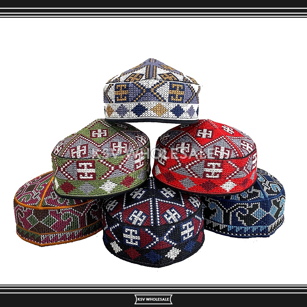Jual Peci PAKISTAN Motif Ovais Cap Full Bordir Kopiah Haji Premium ...