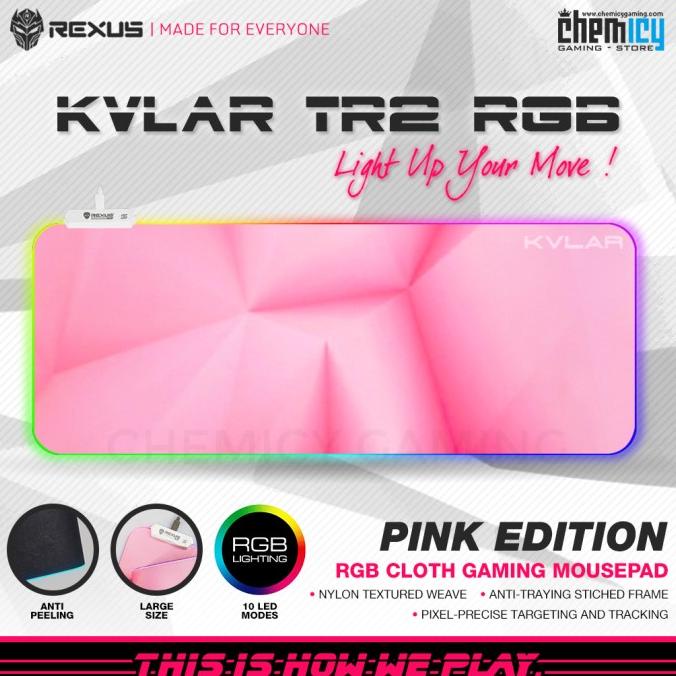 Jual Rexus Kvlar Tr2 Rgb Pink Extended Cloth Gaming Mousepad | Shopee ...
