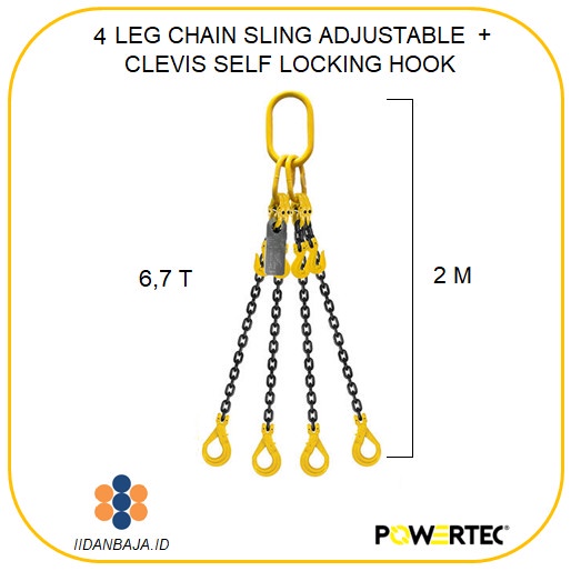 Jual Chain 4 Leg Chain Sling Adjustable + Clevis Self Locking Hook. 6,7 ...