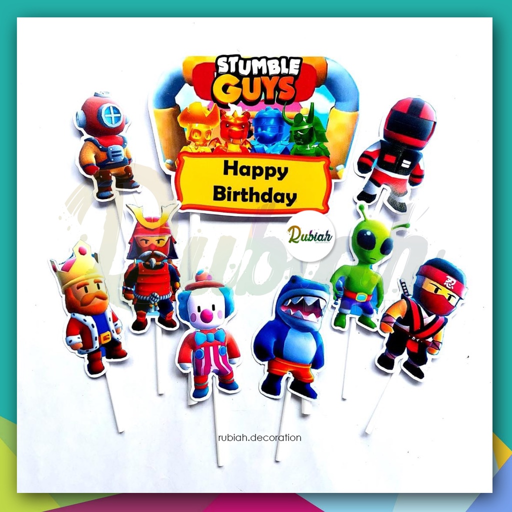Jual Topper Cake Stumble Guys 1 set / Hiasan kue ulang tahun Happy ...