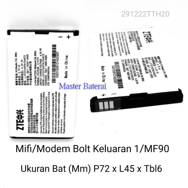 Jual Baterai Modem Wifi Mifi Bolt MF90 / Zte Bolt MF 90 Double IC ...
