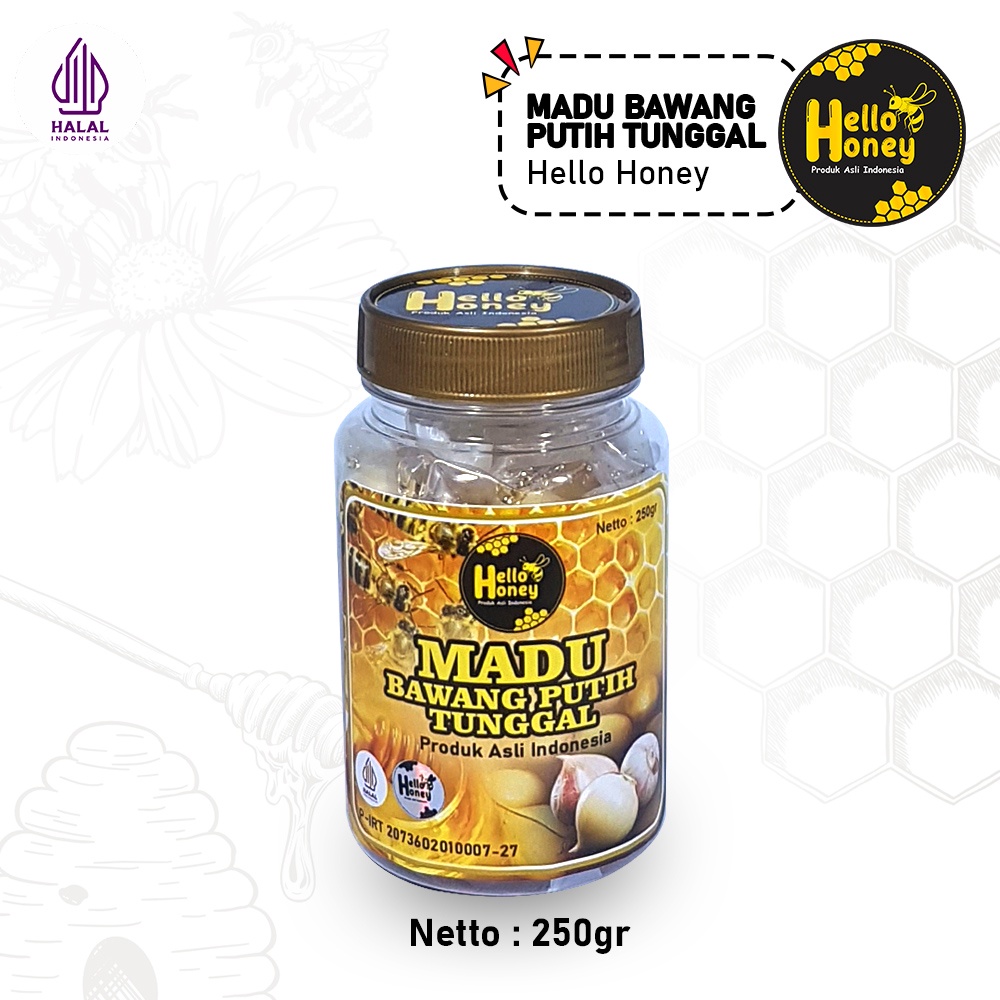 Jual Hello Honey - Madu Bawang Putih Tunggal Asli Premium 250 Gram ...