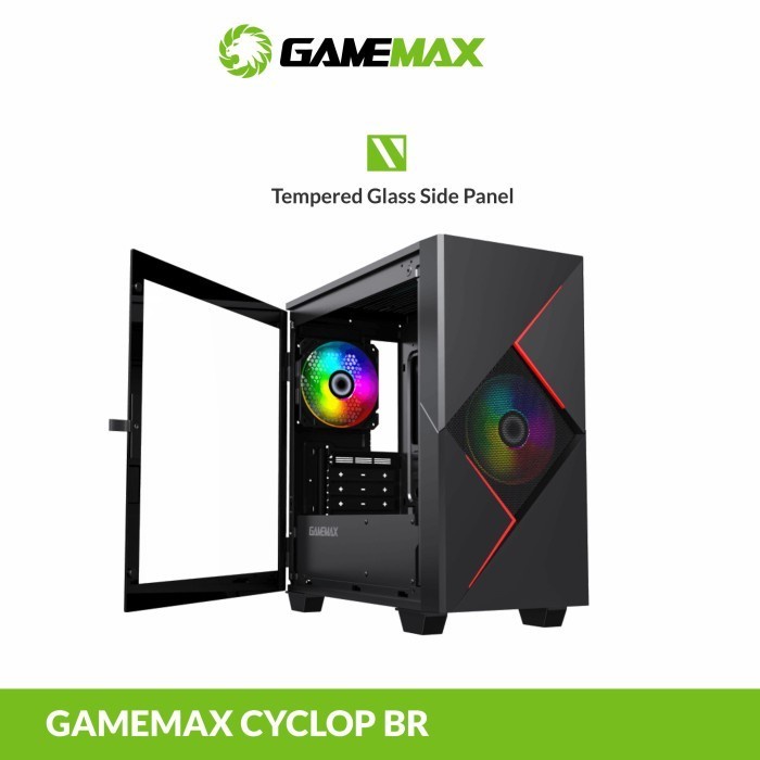 Jual Casing Pc Gamemax Cyclops Black Red M-Atx With Argb Fan & Pwm V1.7 ...