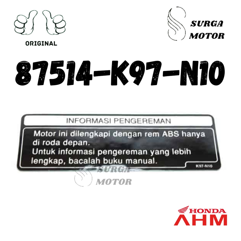 Jual Stiker Emblem Logo Tempelan Label 1CH ABS Information ADV PCX 150 ...