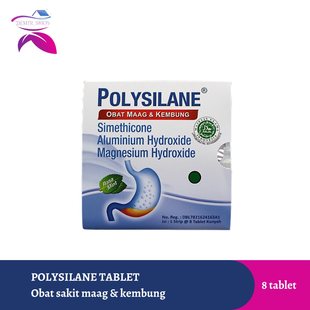 Jual Polysilane Tablet Strip 8 Tablet Kunyah / Obat Maag dan Kembung ...