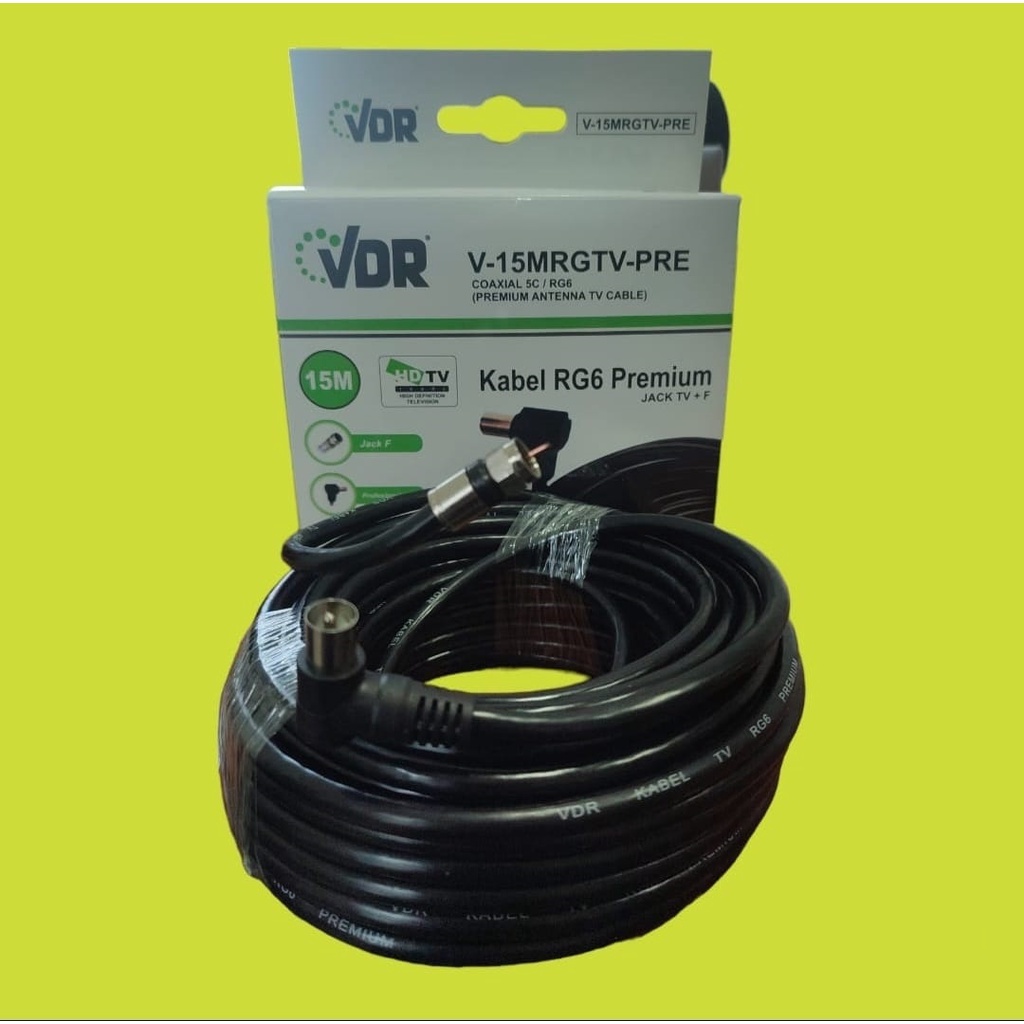 Jual Kabel Antena VDR + Jack TV F 15M Kabel RG6 VDR Antena 15 Meter ...