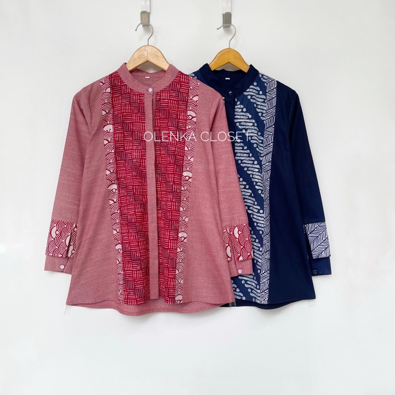 Jual Atasan Batik 115 Blus Blouse Kerja Wanita Modern | Shopee Indonesia