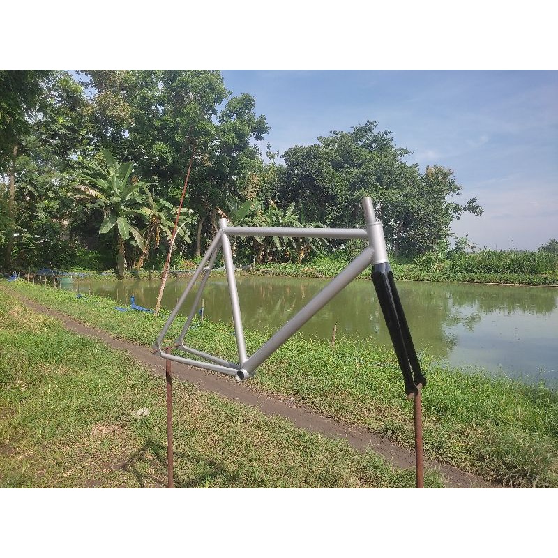 Jual frame fork fixie silver hitam | Shopee Indonesia