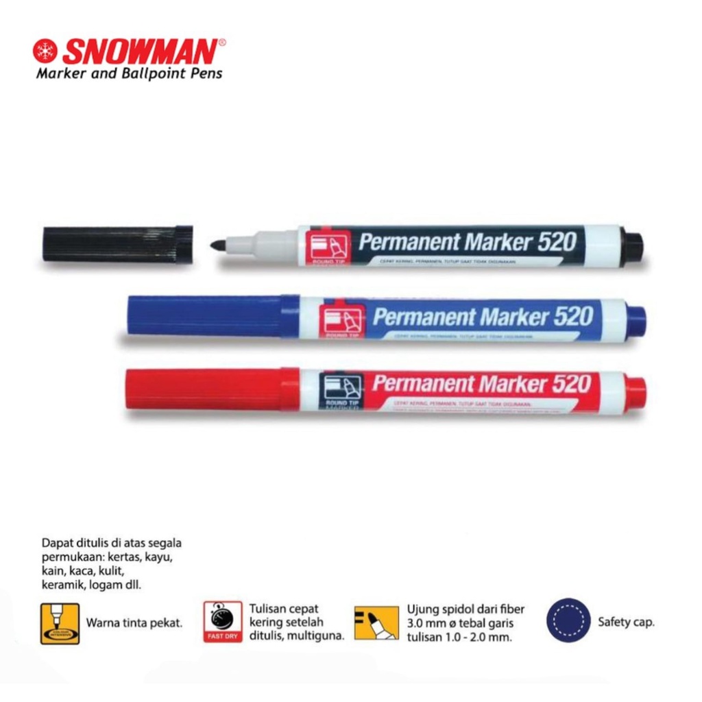 Jual Spidol Permanen Permanent Marker Snowman 520 G-520 | Shopee Indonesia