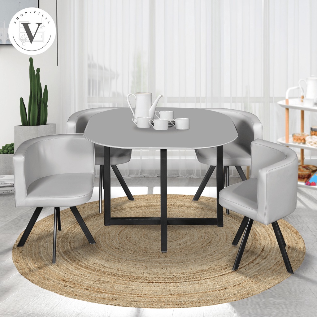 Jual SET MEJA MAKAN ABU MODERN MINIMALIS + 4 KURSI | Shopee Indonesia