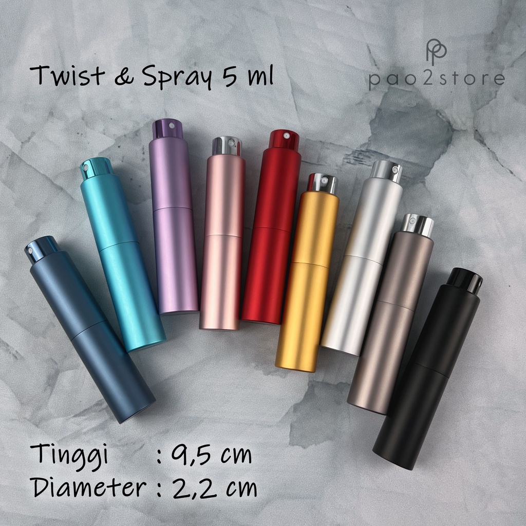 Jual Botol Twist and Spray 5ml - Botol Kaca Spray Aluminium - Parfum ...