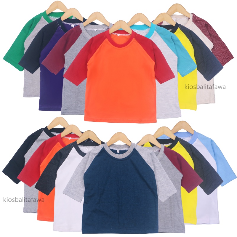 Jual (COD) Kaos Reglan POLOS uk Bayi - 8 Tahun / Baju Lengan Panjang 3/ ...