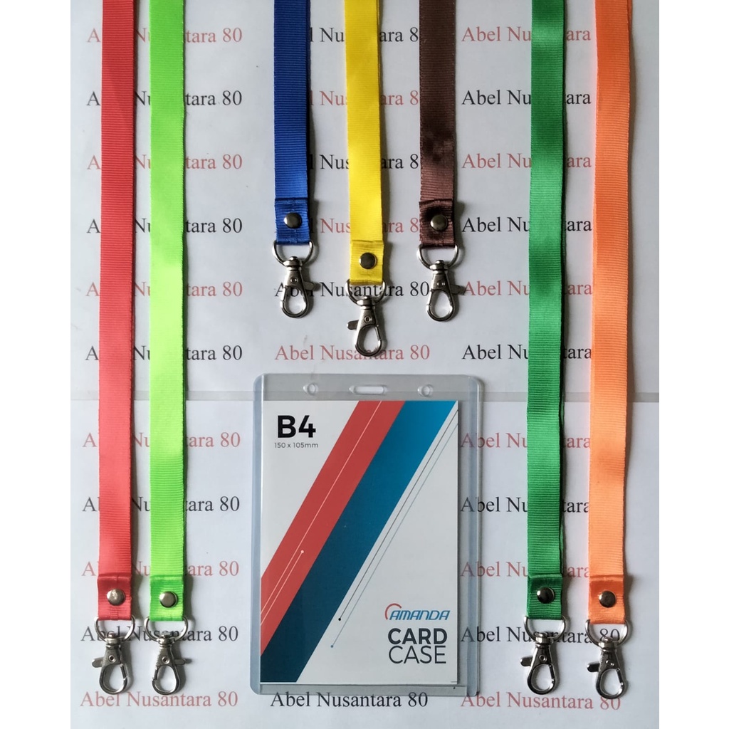 Jual Paket Tali ID Card Kait 1.5CM Polos dengan Card Case B4 | Shopee Indonesia