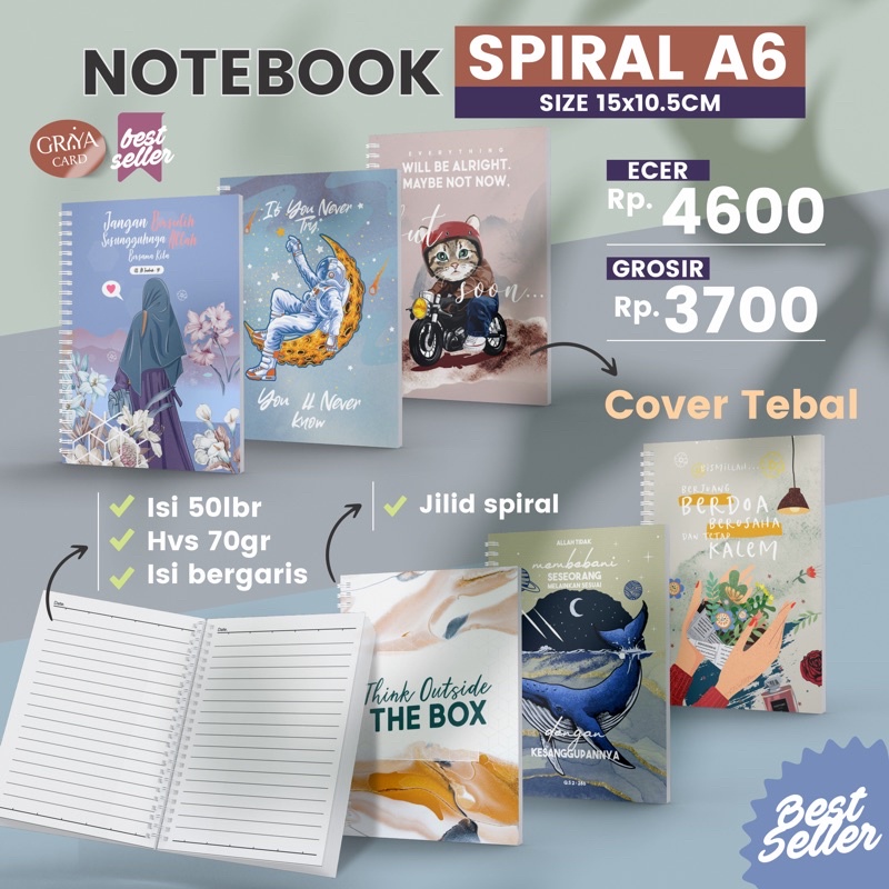 Jual NOTEBOOK | NOTEBOOK A6 | BLOKNOTE | BUKUTULIS | BUKU HARIAN | BUKU ...