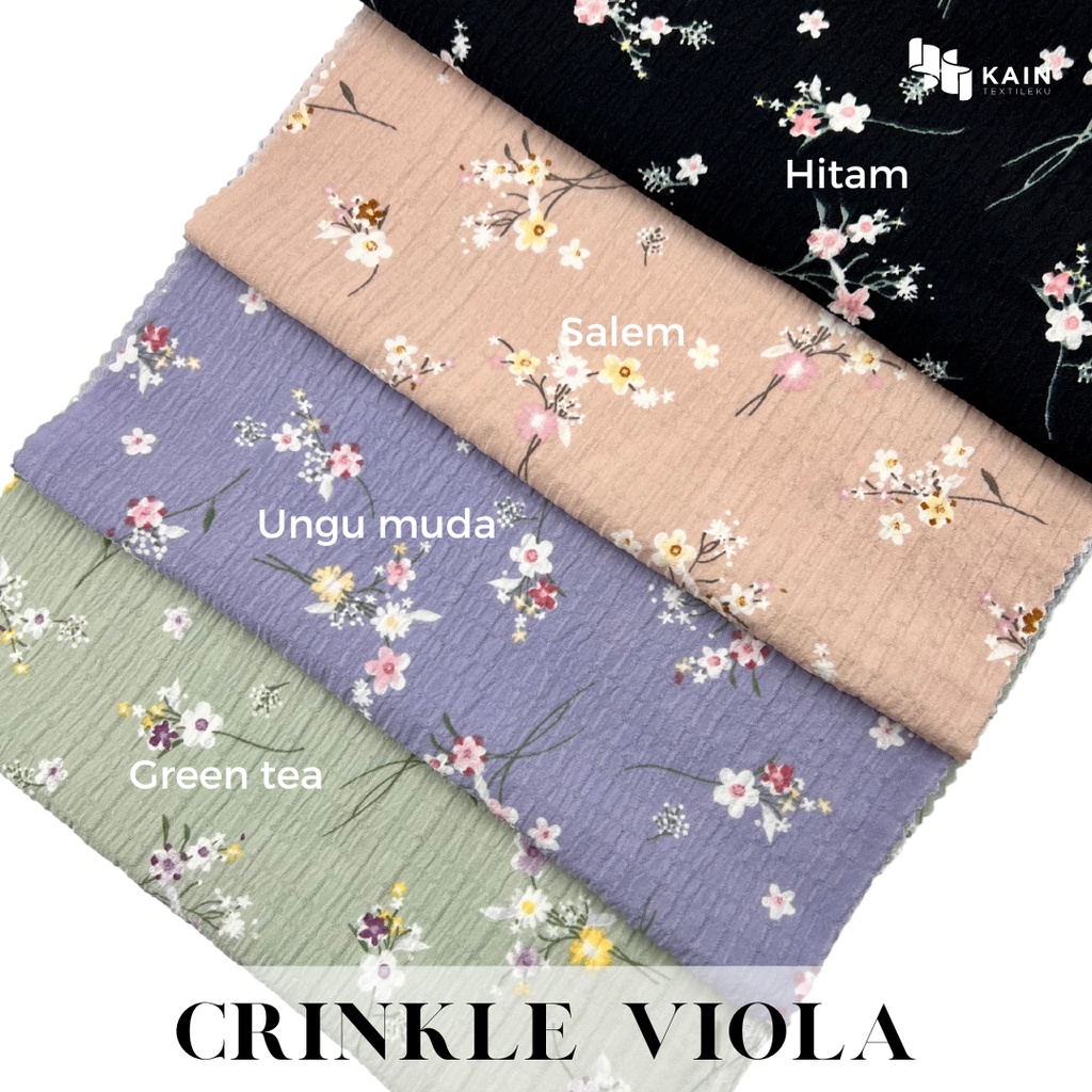 Jual 0,5 meter Bahan Kain Crinkle Kringkle Motif Viola | Shopee Indonesia