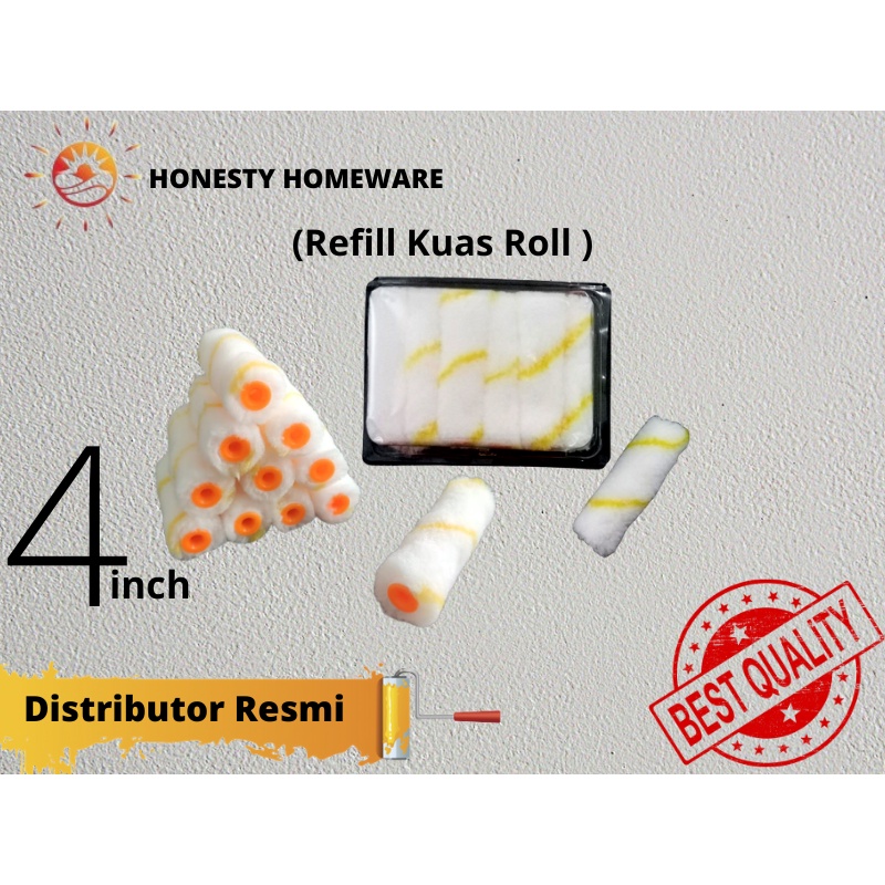 Jual isi Bulu Roll Kapal 4” inch / Isi Refill Kuas Cat roll ( Putih ...