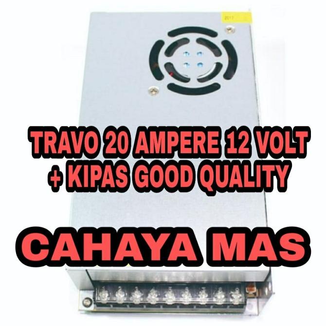 Jual POWER SUPPLY 20A + KIPAS TRAVO LED 20 AMPERE 12V 12 VOLT 20 A ...