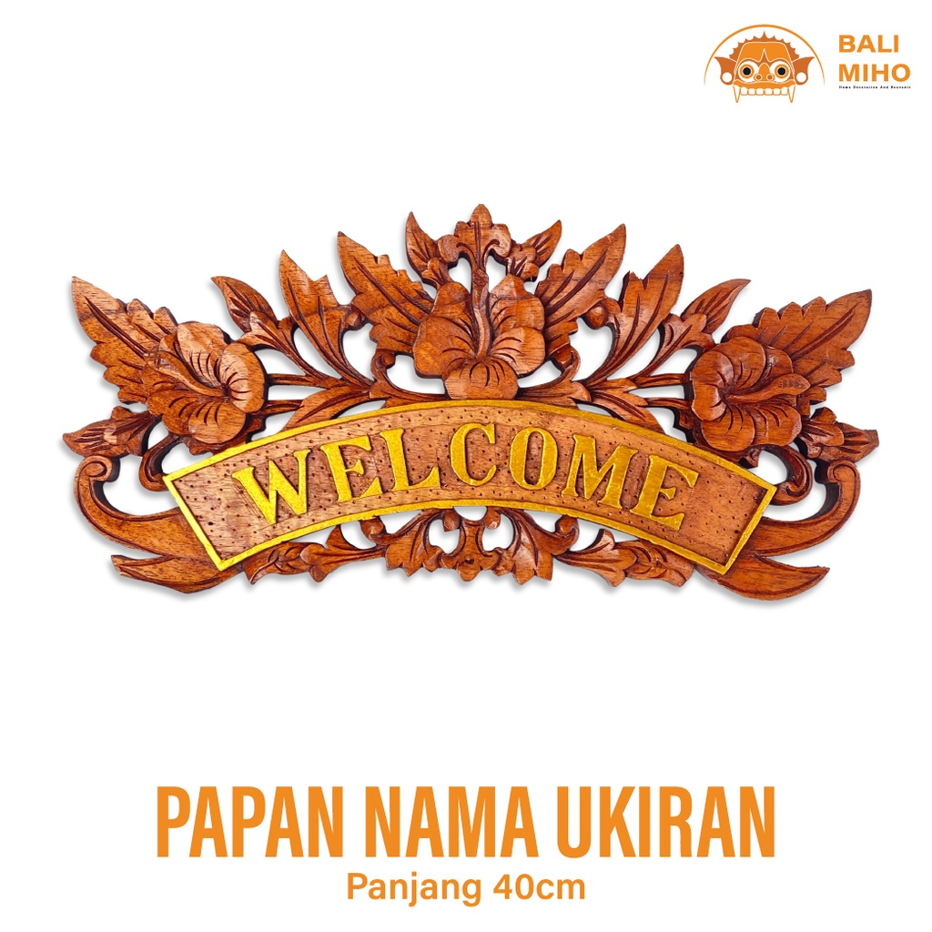 Jual Papan Welcome Ukiran Bali 40 cm - Name Plate Dinding Gantung ...