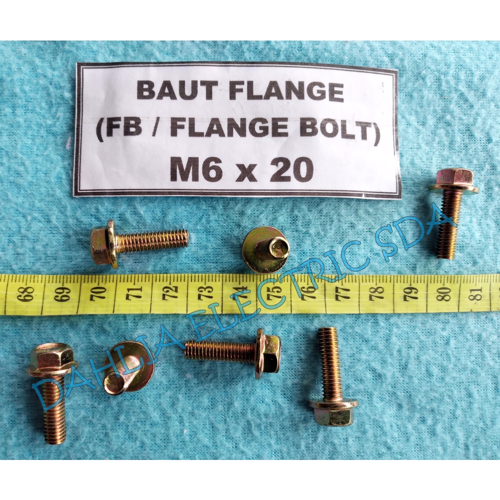 Jual BAUT FLANGE ( FB = FLANGE BOLT ) MOTOR M6 X 20 | Shopee Indonesia