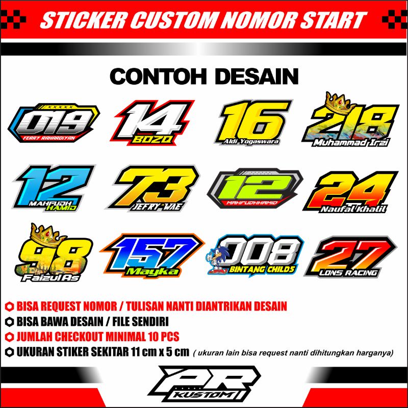 Jual STIKER STICKER NOMOR START CUSTOM CUTT POLA TINGGAL TEMPEL FREE ...