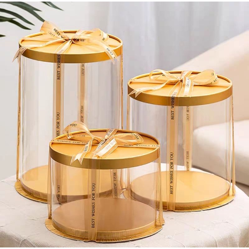 Jual Diameter 30cm, box kue tart bulat gold, box cake premium, box gold ...