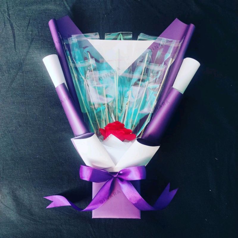 Jual Buket bucket Bouquet uang kosong 10 slot warna unngu (FREE KARTU ...
