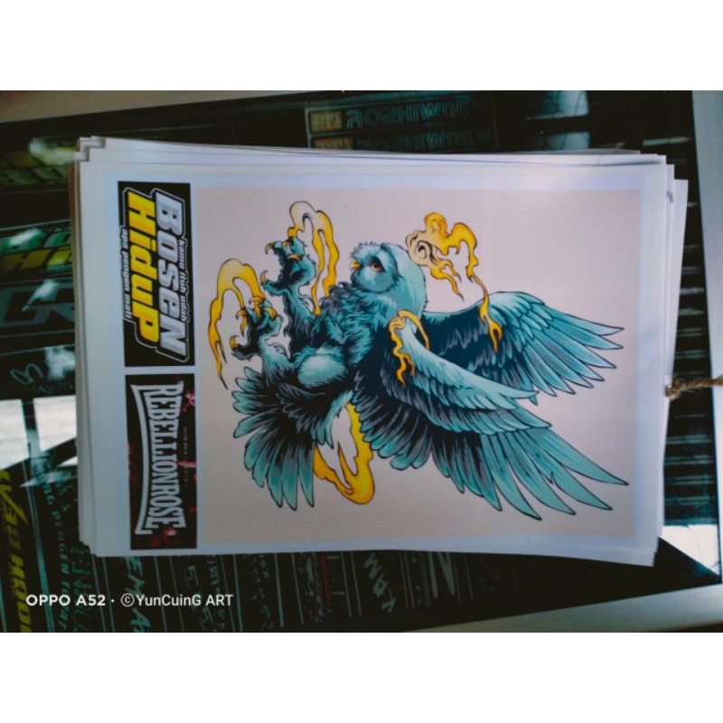 Jual Stiker motor mobil laptop handphone burung hantu plus laminasi ...