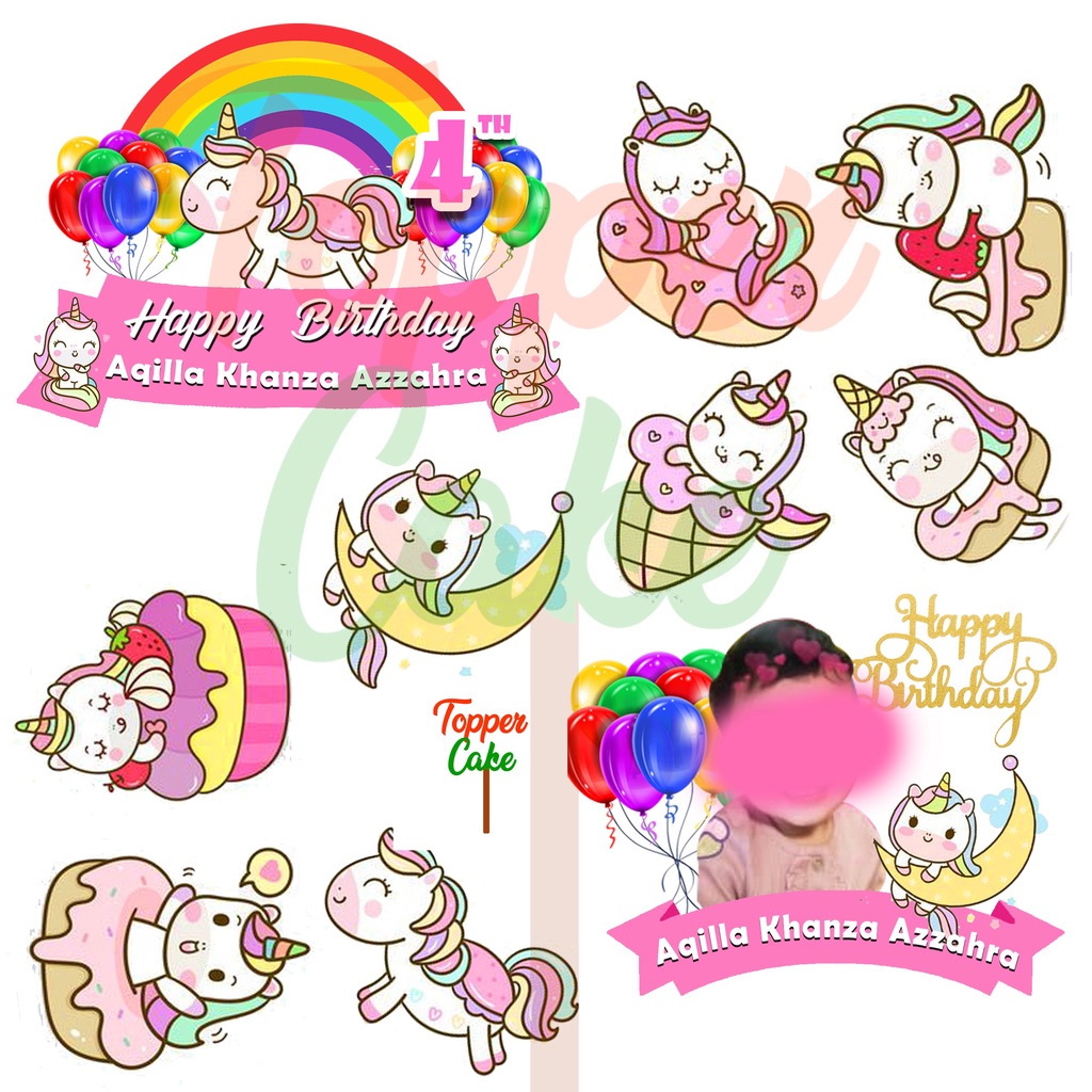 Jual Topper Cake Kuda Poni gratis tambah nama, usia, foto/Hiasan kue ...