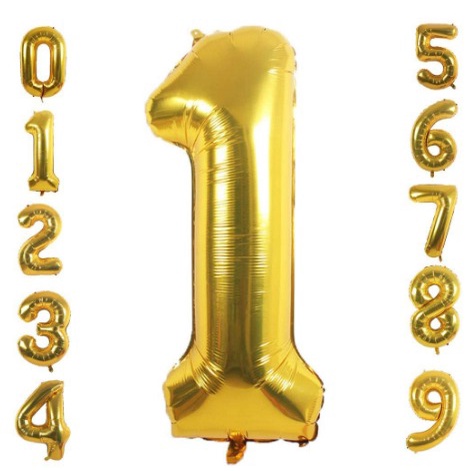 Jual Balon Angka Foil Gold Jumbo besar 80cm Balloon Birthday Party ...