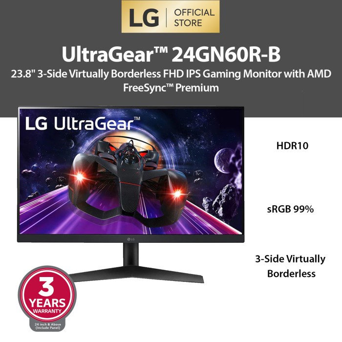 Jual LG UltraGear™ 24GN60R-B 23.8" FHD IPS Gaming Monitor AMD FreeSync | Shopee Indonesia