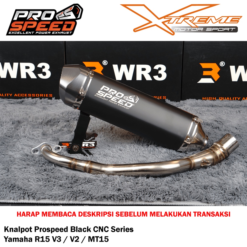 Jual Knalpot Prospeed Black Series / CNC / Carbon Yamaha R15 V3 / R15 V2 / MT15 Fullsystem ...