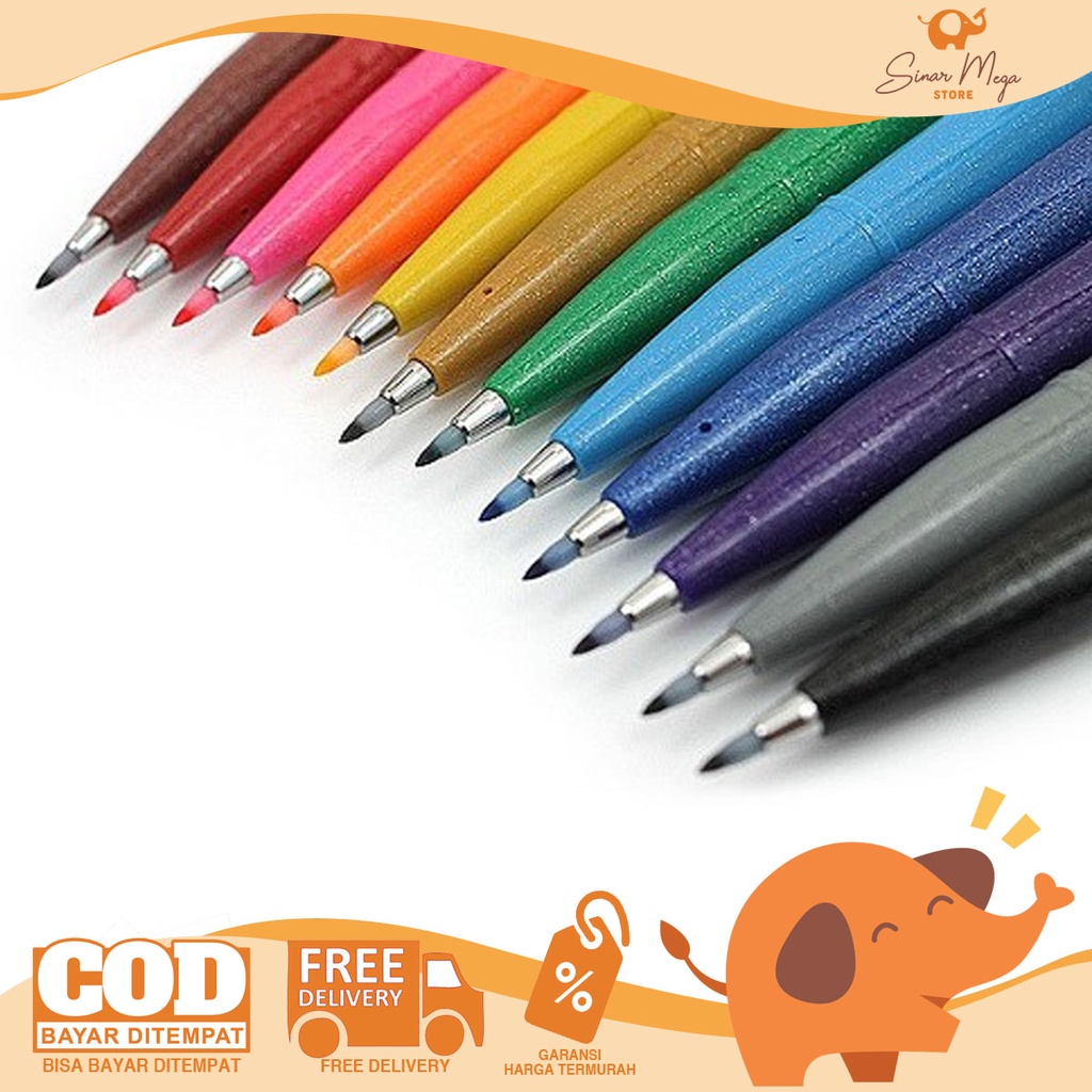Jual Pentel Touch Brush Sign Pen Colouring Kuas Spidol Lettering Doodle ...