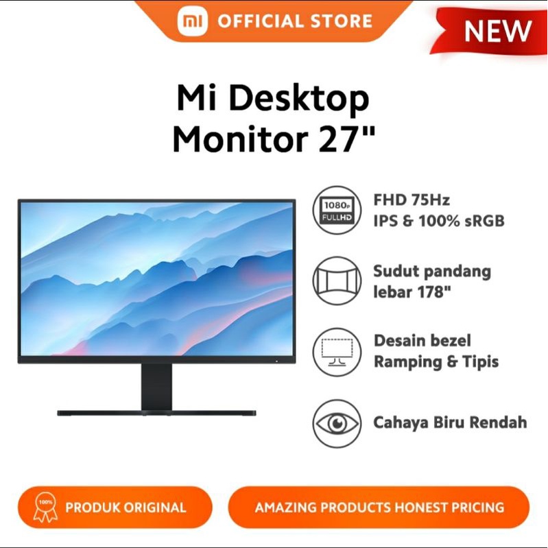 Jual Xiaomi Mi Desktop Monitor 27" Layar IPS 1080P FHD 100% sRGB Bezel ...