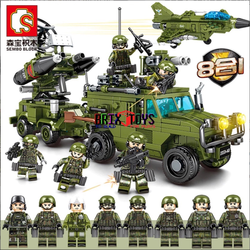 Jual BRICK MILITARY ARMY HEAVY EQUIPMENT SEMBO 8 in 1 KENDARAAN MILITER ...