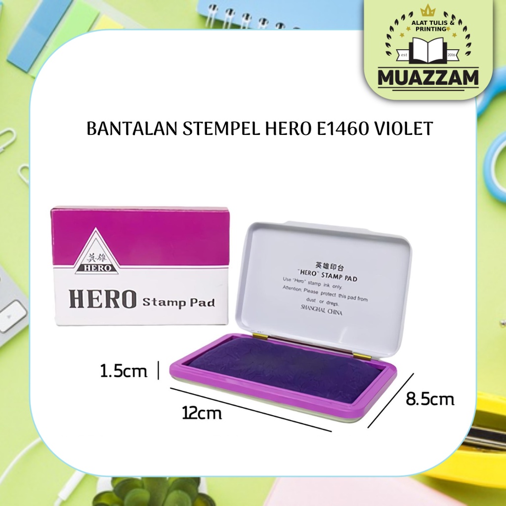 Jual BANTALAN STEMPEL / STAMP PAD HERO E1460 VIOLET | Shopee Indonesia