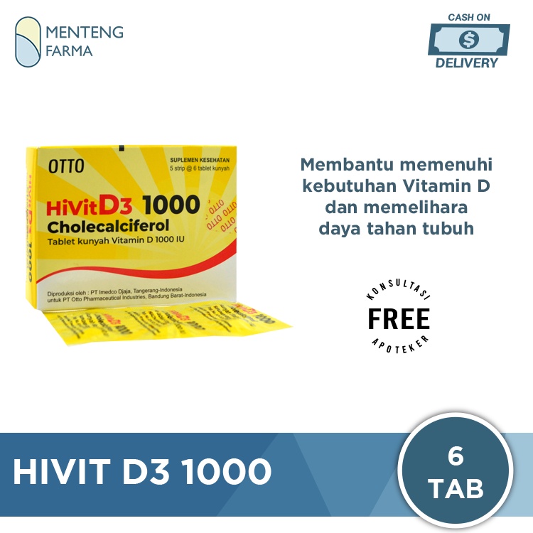 Jual HiVit Vitamin D3 1000 IU 6 Tablet - Suplemen Vitamin D 1000 IU ...