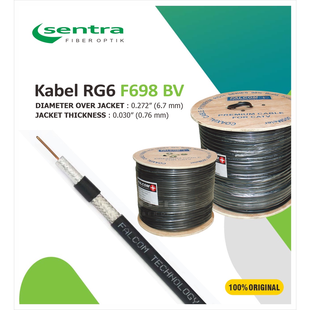 Jual Kabel COAXIAL RG6-F698BV Falcom Technology 305M | Shopee Indonesia