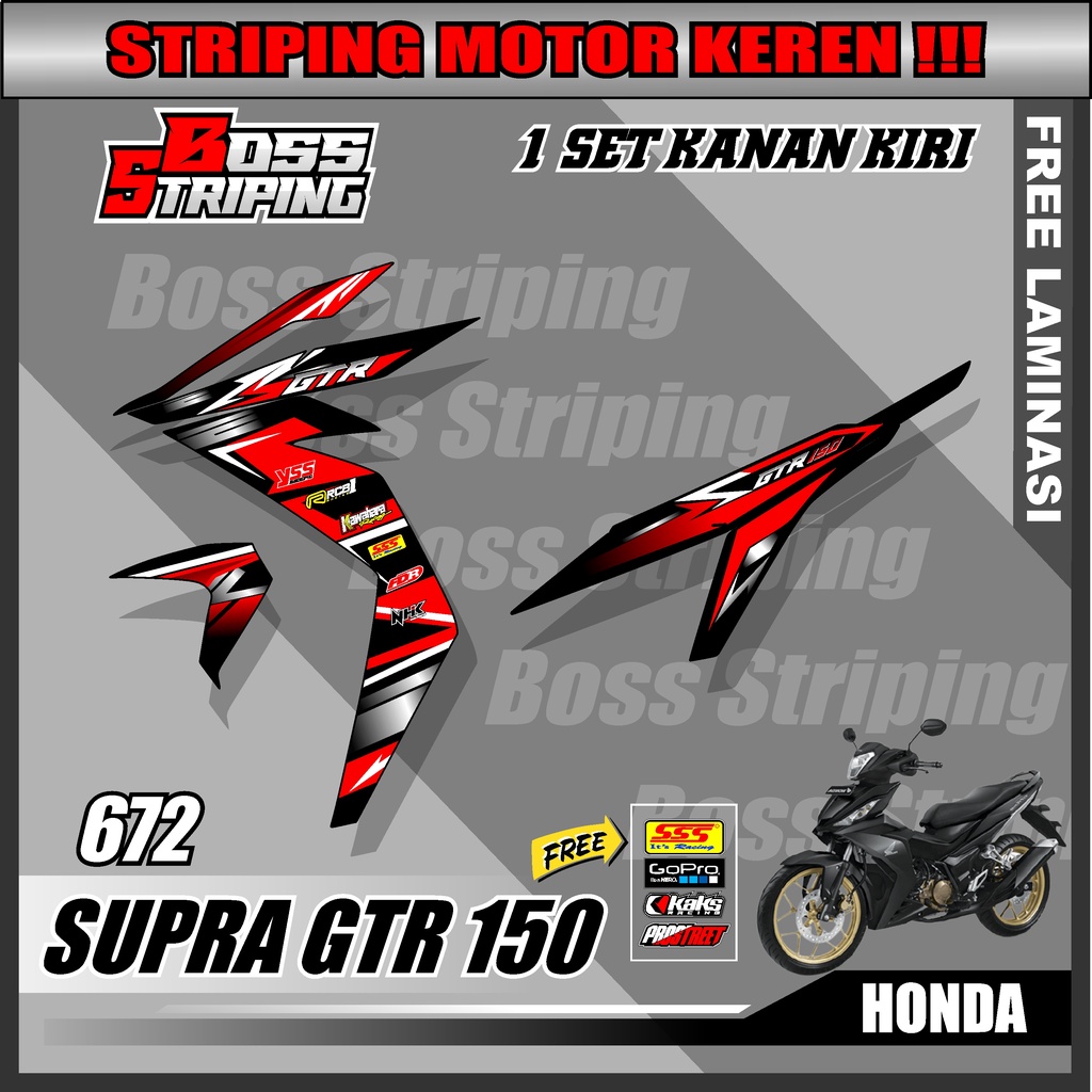 Jual Sticker Stiker Variasi Motor Supra GTR 150 R GTR 150R Striping ...