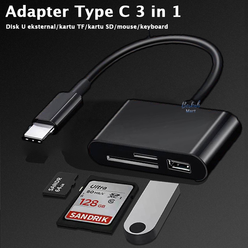 Jual 3 in 1 USB C to SD/Micro SD / Kabel OTG Adapter Micro USB dan Type ...