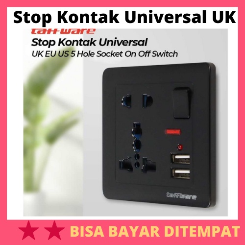 Jual Stop Kontak Universal UK EU US 5 Hole Socket On Off Switch / Stop ...